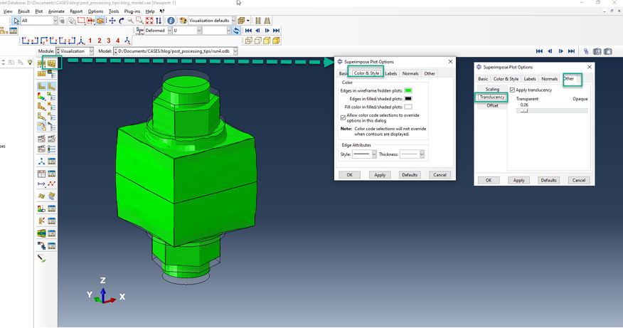 Adding Translucency for Enhanced Post Processing in Abaqus